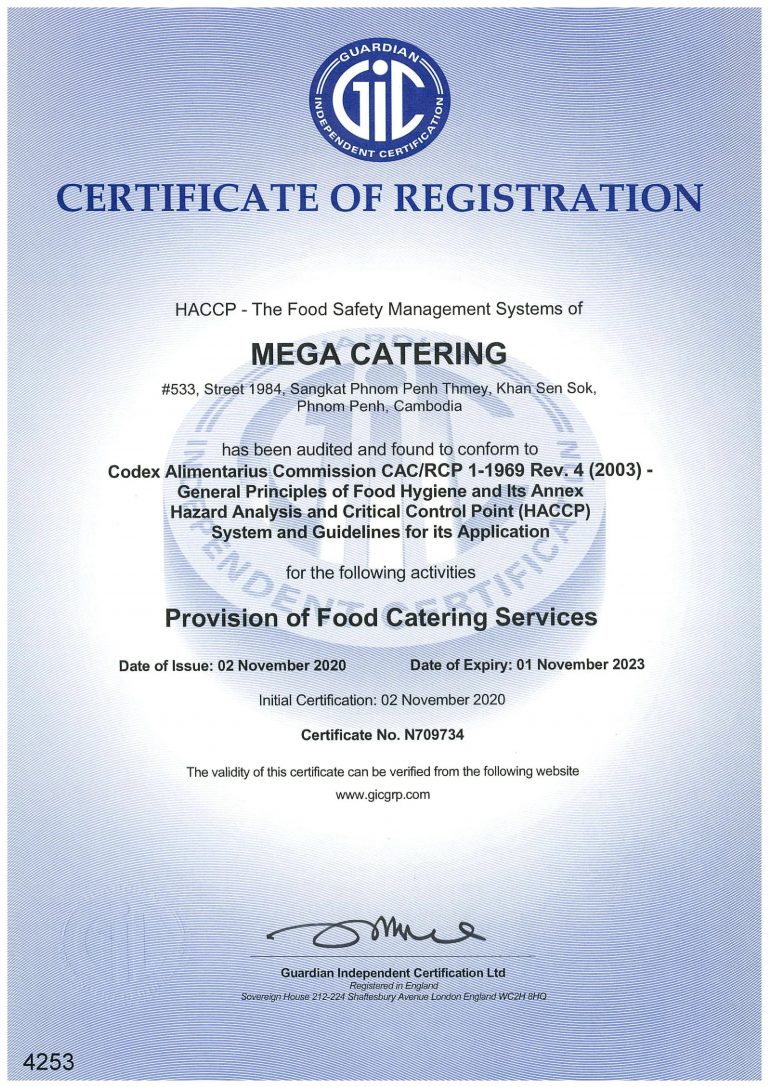 Mega Catering is internationally recognized for HACCP by GIC. - Mega Catering